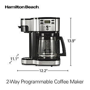 Hamilton Beach 2-Way Brewer Coffee Maker, Single-Serve and 12-Cup Pot, Black