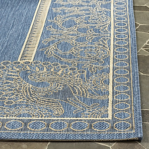 SAFAVIEH Courtyard Collection Runner Rug - 2'3" x 6'7", Blue & Natural, Non-Shedding & Easy Care, Indoor/Outdoor & Washable-Ideal for Patio, Backyard, Mudroom (CY2965-3103)