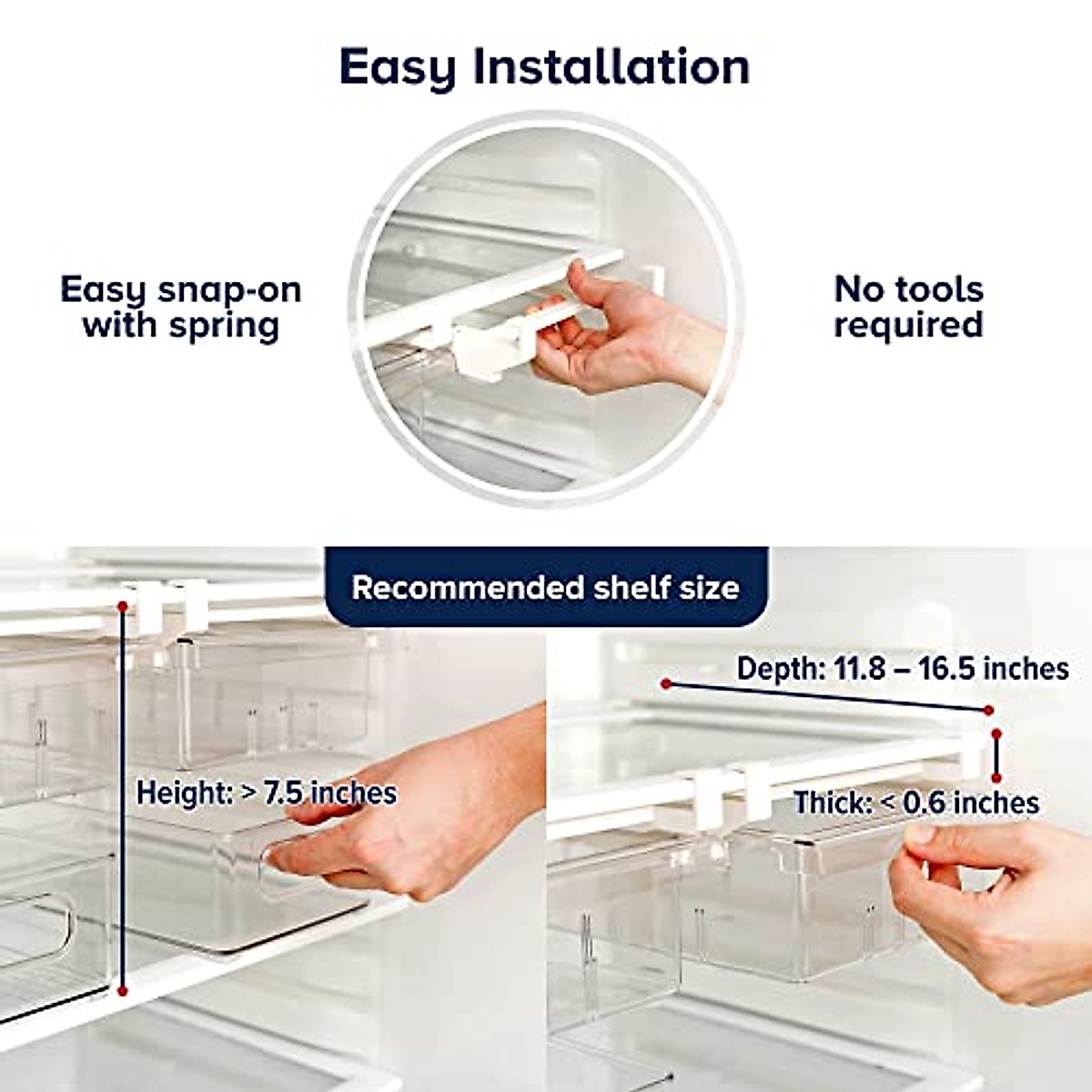 LuvIdeal Fridge Organizer Drawer Combo Set - Refrigerator Drawers, Stackable Fridge Organizer, Pull Out Fridge Drawer, Fridge Shelf Holder Storage Bins, Deli Drawer Cheese, Meat, Butter, Egg, Yogurt