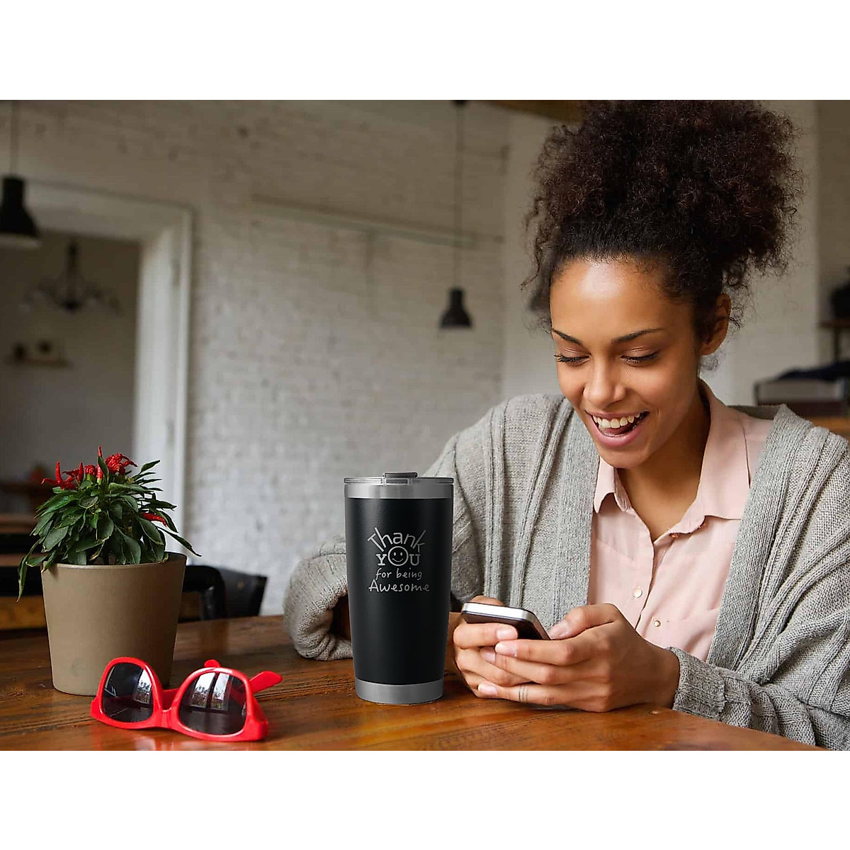 DLOCCOLD Thank You for Being Awesome Tumbler - Valentine's Day Gift, Appreciation for Employees, Coworkers, Teachers, Friends - Administrative Day Gift - White