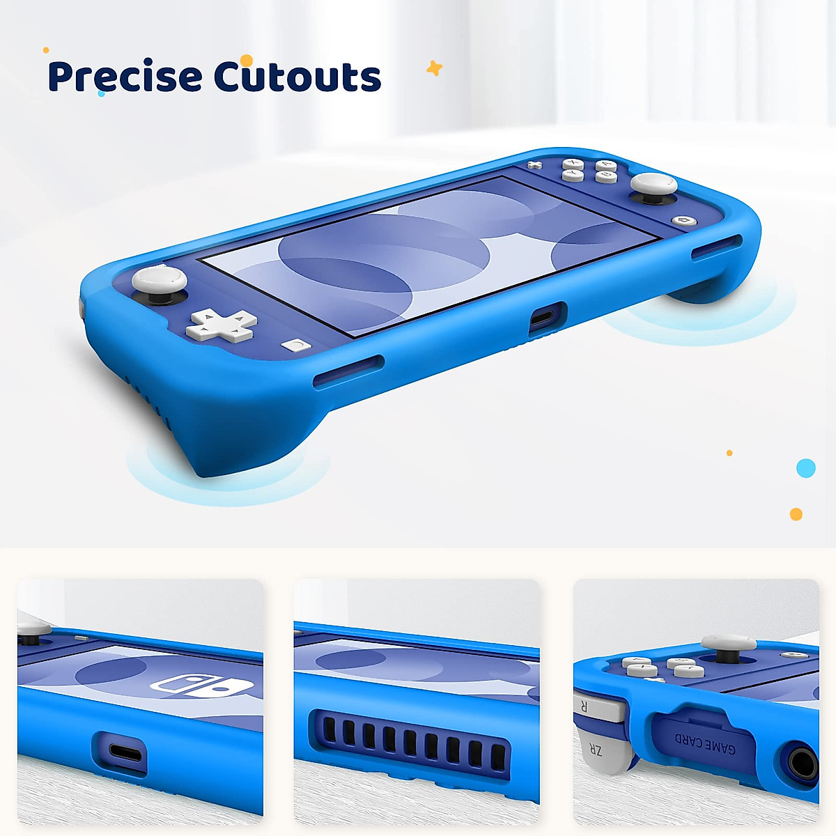 Fintie Case for Nintendo Switch Lite 2019 w/3 Game Card Slots - Soft Silicone [Shock Proof] [Anti-Slip] Protective Cover w/Ergonomic Grip Comfortable Grip Case for Switch Lite Console, Blue
