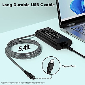 New Slim 65W USB-C Laptop Charger for HP Envy-Spectre-Elitebook-Elite-X2-Probook-Chromebook Type C Travel AC Adapter Power Supply Cord