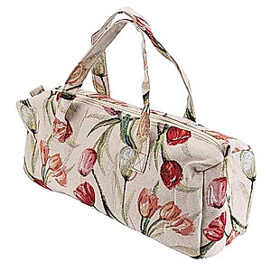 Make Up Bag, Exquisite Handmake Bag Storage Bag Elegant Knitting Needles Storage Sweater Bag for Sewing Needles Organizer Bag(Rose Jacquard)