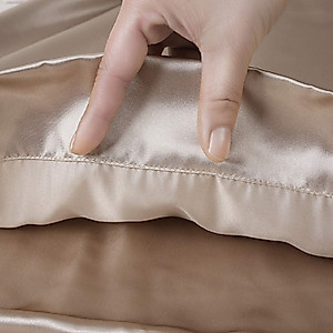 LCBD Satin Body Pillow Case for Hair and Skin, Taupe Silk Satin Body Pillow Case Cover, 20x54 Body Cooling Pillow Cover with Envelope Closure