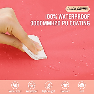 SaphiRose Lightweight Cycling Jacket Rain Poncho Hooded Rain Coat Cape with Reflective Stripe for Bikes(Rose-Red)