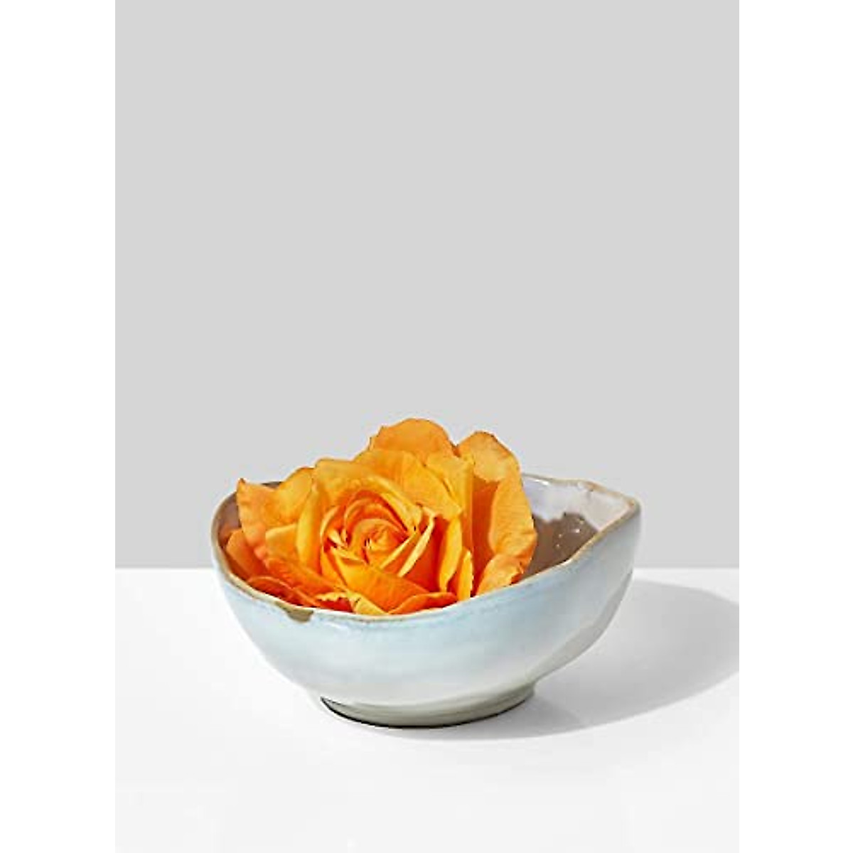 Serene Spaces Living Large Free-Form Edge Glazed Ceramic Bowl, Centerpiece for Vintage Weddings, Events, Measures 6" Long, 5.5" Wide, 2.75" Tall