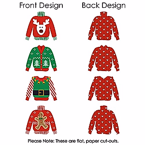 Big Dot of Happiness Ugly Sweater - DIY Shaped Holiday and Christmas Paper Cut-Outs - 24 Count