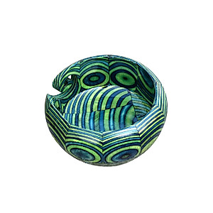 Rainbow Wood Yarn Bowl (6x3inch) for Crocheting and Knitting with Project Bag | Handmade Mango Wood Craft Organizer/Holder with Holes | Yarn/Wool/String Storage Accessory| (Blue/Green)