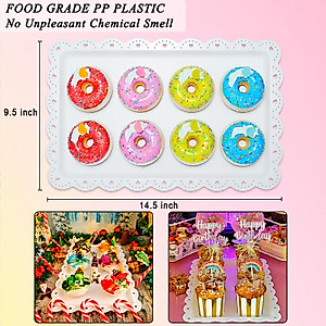 Dessert Table Display Set, 5 Pcs Cupcake Stand Set, Yuugitil White Gold Square Cupcake Tower & 14.5" Appetizer Serving Trays for Party, 3 Tier Cupcake Holder for Wedding Birthday Baby Shower