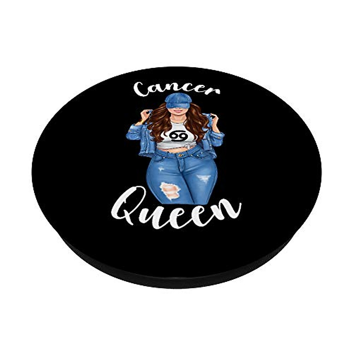 Streetwise Cancer Queen Zodiac Girl July June Brunette Cool PopSockets Swappable PopGrip