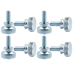 LBY 30pcs Knurled Hand Screw, M4 x 10mm Flat Knurled Head Fully Threaded Thumb Screws(Double Layer Step), Carbon Steel Galvanize