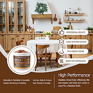 35oz Wood Filler, Walnut Wood Putty, Wadities Paintable Stainable Wood Repair Putty, Wood Furniture Repair Kit, Quickly Repair Broken and Defective Wooden Furniture (Walnut)