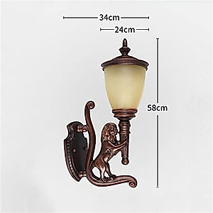 OUUED European Wall Light Outdoor Waterproof No European Retro Outdoor Wall Lamp Garden Garden Lamp Lion and Horse Head Wall Lamp Home Balcony Corridor Aisle Outdoor Wall Lamp (1 Pack, 2 Packs)
