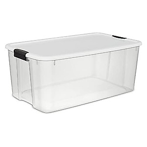 Sterilite 116 Quart Ultra Clear Plastic Storage Tote Container with Latching Lid (20 Pack)