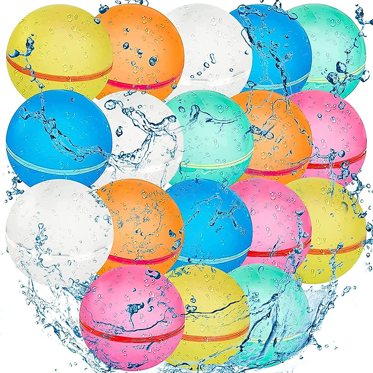 24 PCS Reusable Water Balloons Water Balls, Soft Silicone Quick Fill Balloons Splash Fun,Outdoor Backyard Summer Splash Party Easy Quick Fun Water Fight Game for Swimming Pool