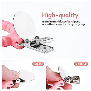 Vicloon Baby Teething Toys, Silicone Baby Teether Link, Attachable Teether Chew Toy for Babies, Baby Teethers 0-24 Months Old Food Grade Silicone Pink Purple