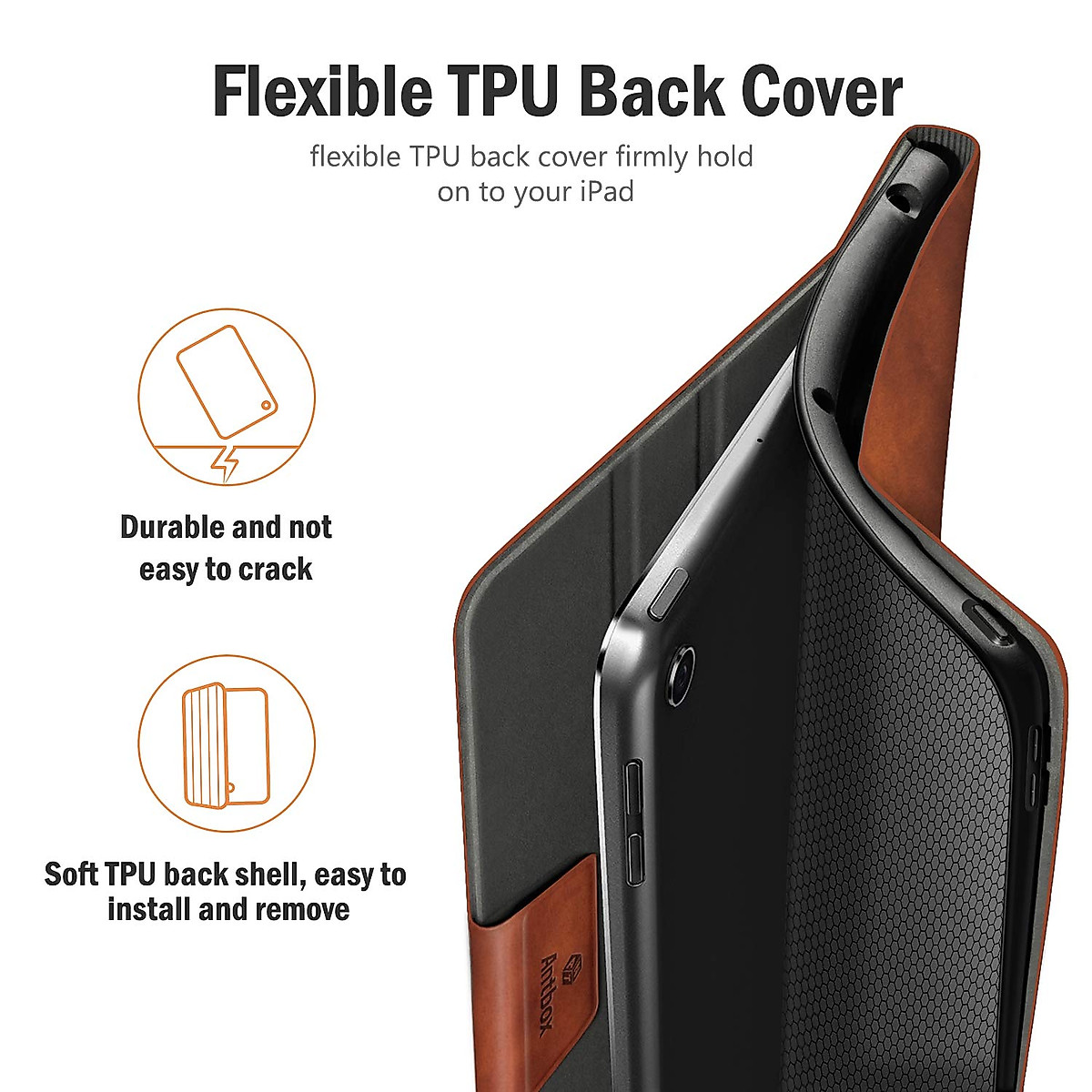 Antbox Case for iPad Air 2/iPad 6th/5th Generation(9.7'')/Pro 9.7''/Air 1 Vegan Leather Case with Pencil Holder Auto Sleep/Wake Function Smart Cover for iPad 9.7'' (Brown)