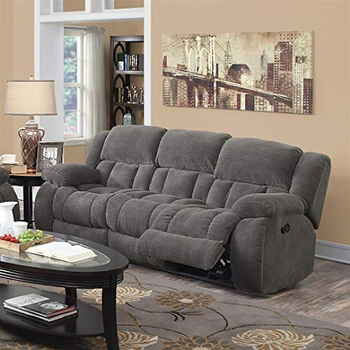Coaster Furniture Weissman Pillow Padded Motion Sofa Charcoal 601921