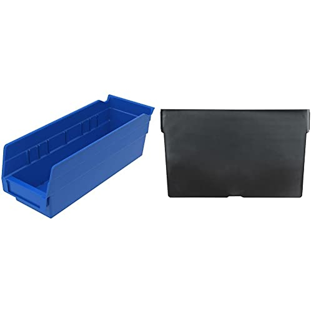 Akro-Mils 30120 Plastic Nesting Shelf Bin Box, (12-Inch x 4-Inch x 4-Inch), Blue, (24-Pack) & 40120 Crosswise Width Plastic Divider for 30120, 30128, 30124 Shelf Bin Storage Bins, Black, (24-Pack)