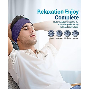 Voerou Sleep Headphones Bluetooth Headband - Adjustable Wireless Sports Sleeping Headphones with Upgraded Battery, Tech Gifts for Men Women Side Sleepers Office Nap, Travel, Yoga, Workout, Meditation