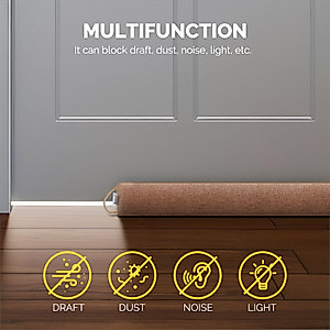 fowong Door Draft Stopper for Bottom of Door 30 Inch Weighted Noise Stopper Soundproof Draft Blocker, Brown