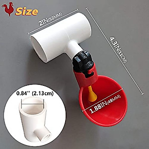 Hfarming Chicken Waterer Cups, Pack of 6 Chicken Waterer PVC Tee Fittings, with 1/8 Inch FTP Threads, Automatic Chicken Waterer for Chicken Ducks Quail Bird