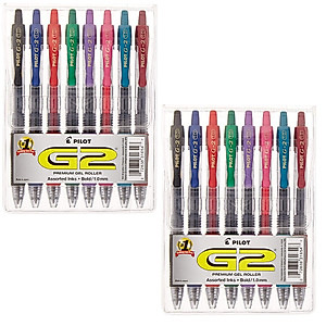 Pilot(R) G-2(TM) Retractable Gel Ink Rollerball Pen, Bold Point, 1.0 mm, Assorted Barrels, Assorted Ink Colors, (Pack of 2)