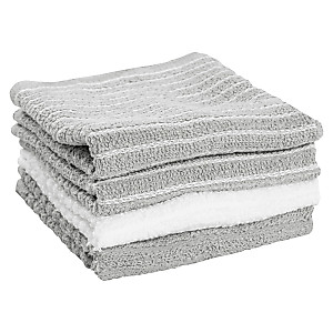 Ritz Horizontal Stripe Bar Mop, Gray, 4 Towel Set
