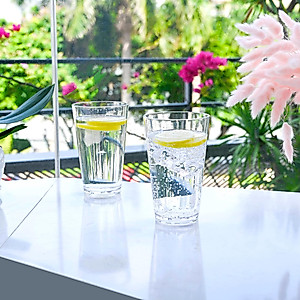 WEXINHAO Clear Drinking Glasses - Unbreakable Acrylic Glasses Drinkware 18 oz set of 6 - BPA Free Dishwasher Safe Reusable Plastic Cups for Kitchen Party Outdoor (Look Like Glass)