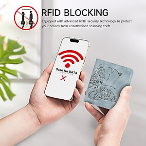 KITEVIUN Small RFID Wallet Women Ultra Thin Slim Womens Wallet Mini Compact Bifold Pocket Ladies Wallets for Women BLUE