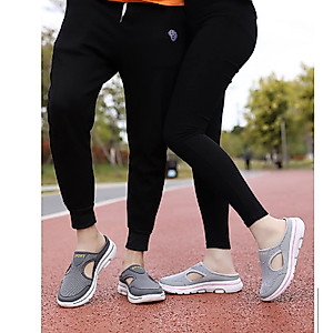 WENOREG Women’s Backless Mesh Hollow Out Slip-on Mules Sandals with Arch Support,Fashion Casual Comfort Knitted Air Cushion Outdoor Orthopedic Walking Sneakers (Pink,12,12)