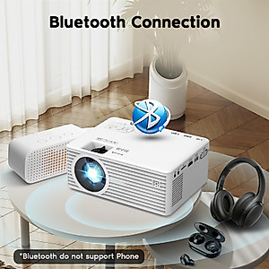 Native 1080P Mini Projector with 5G WiFi and Bluetooth (with Tripod), 4K Supported Outdoor Projector, Portable Movie Projector Compatible with TV Stick, iOS, Android, PS5, HDMI, USB, Vecupou