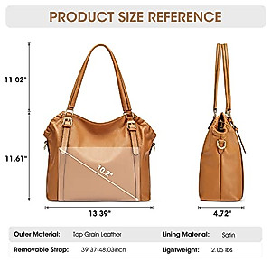 Kattee Women Genuine Leather Soft Totes Shoulder Hobo Purses and Handbags Top Handle Bags (Brown)