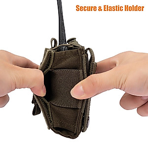 Dotacty Adjustable Radio Pouch MOLLE Radio Holder for Tactical Duty Belt Two Ways Radio Holster Walkie Talkies Case Mag Carrier 5.56mm 7.62mm Magazine Nylon Carry Bag for Police Security Rescue RG