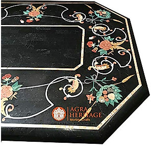Marble Conference Dining Table Top Marquetry Inlay Floral Furniture Decor | 60"x36" Inches