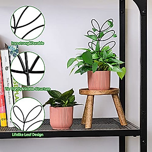 Leaf Trellis for Climbing Plants Indoor, Mini Garden Plant Support for Indoor Plants, Pothos Live Plant for Plant Lovers DIY Planting Vines Vegetables Ivy Hoya Houseplants, 2 Pack Green Metal