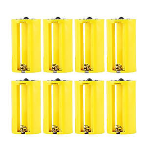 Whizzotech Parallel AA to D Battery Adapters Holder 1.5V Output Case Box 3 AA to 1 D Converter Pack of 8 (Yellow)