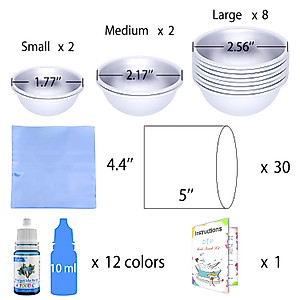 12 Pieces Bath Bomb Mold Set with 12 Soap Dye, Shrink Wrap Bags - DIY Bath Bombs Making Supplies Kit - Food Grade Skin Safe Bath Bomb Dye for Soap Coloring, Crafting Fizzles - with Instructions