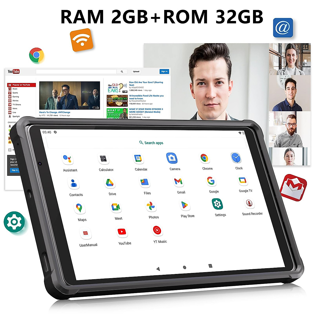 Android 12 Tablet with Case and Film 8 Inch WiFi6 Tablets, 2GB RAM 32GB ROM 512GB Expand, Quad-Core Processor Tablet PC, 1280x800 IPS Touch Screen, Dual Camera, Google GMS Certified Tableta
