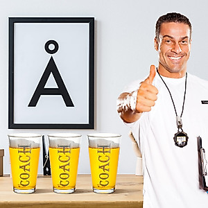 Newtay 3 Pieces Coach Pint Glass Football Soccer Softball Basketball Coach Gifts 16 oz Baseball Drinking Glasses for Drinking Water Wine Say Your Thanks to Coach Suitable for Both Men or Women