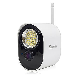 TOUCAN Outdoor Floodlight Security Camera, Plug-in Power, Bright LED Light, Night Vision, Radar Motion Detection, 2-Way Audio, Works with Alexa & Google Home, 1080P HD Video, No Subscription Required