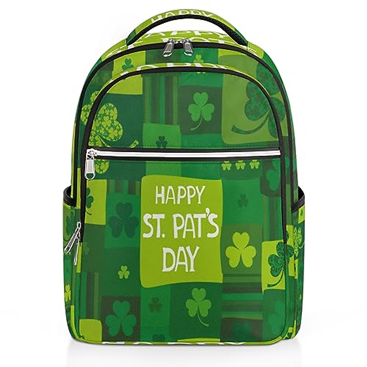 bisibuy Plaid Happy St Patricks Day Shamrock Travel Laptop Backpack, 16.1 Inches Computer Backpack, Durable Water-Repellent Travel Backpack for Business College Women Men Gift