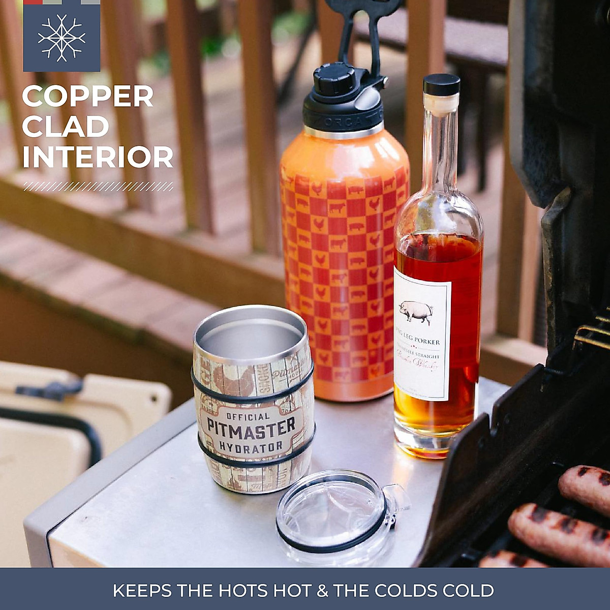 ORCA Double Barrel 24 oz Stainless Steel Insulated Whiskey Barrel Design Cup | Double Walled Vacuum Sealed for Superior Temperature Retention — Official Pitmaster Hydrator Design