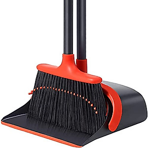 Broom and Dustpan, Broom and Dustpan Set for Home, Dustpan with 52" Long Handle Broom Combo Set, Standing Dustpan and Broom Set for Home Kitchen Room Office Lobby Floor Cleaning