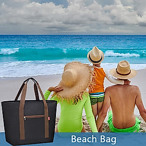 LHZK Large Cooler Bags Insulated Grocery Bags with Thermal Foam Insulation Reusable Grocery Bag Transport Cold Or Hot Food Apply to Delivery Bag, Travel Picnic Cooler (Black)