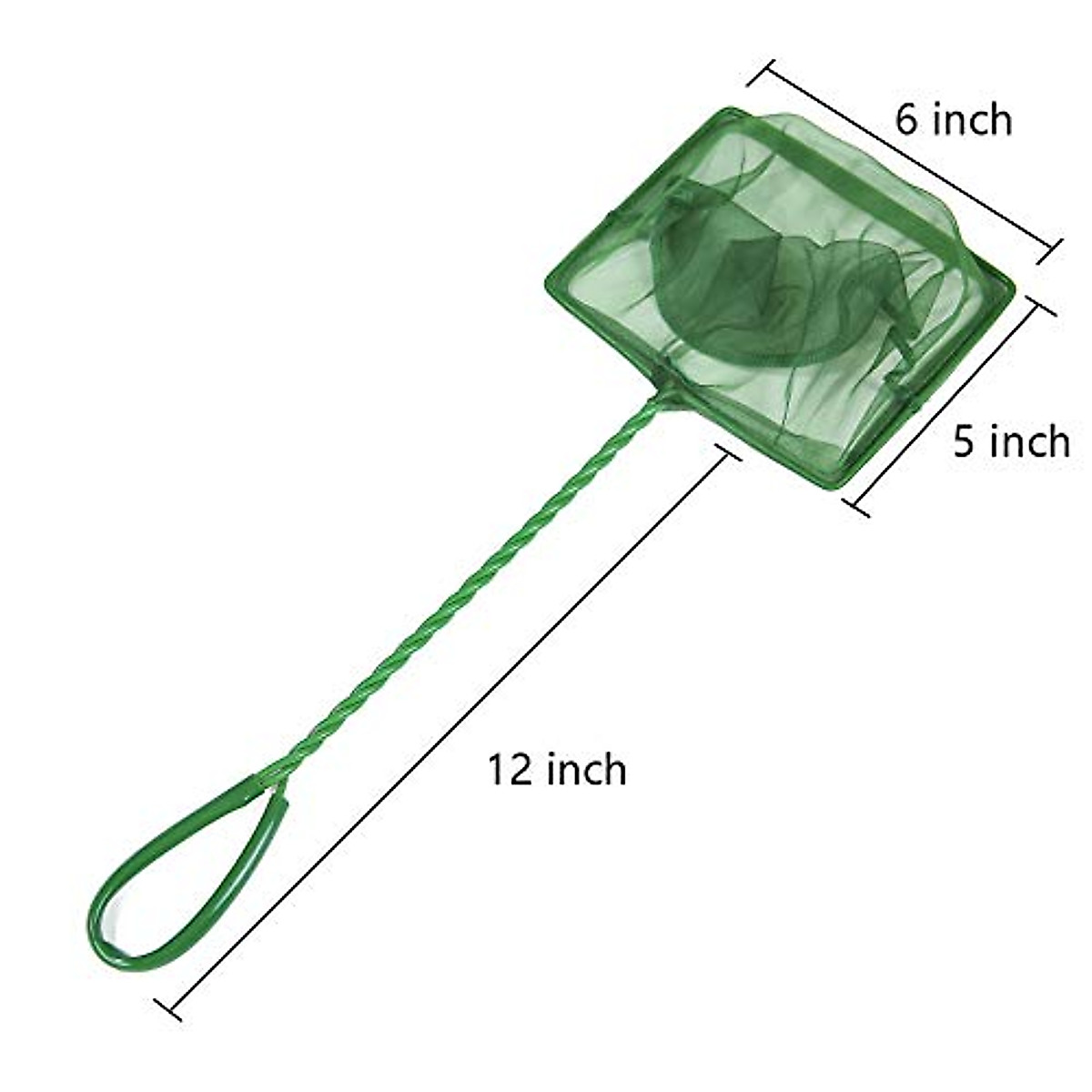 Laojbaba Aquarium Fishing Net Fish Tank Net Green Fine Mesh Net with Plastic Handle 6 Inch