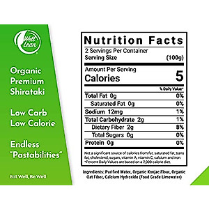 Well Lean Angel Hair — USDA Organic, Low Carb, Low Calorie Konjac Pasta — Ready to Eat and Healthy — Plant Based, Soy Free, Vegan, Paleo and Keto Friendly (6 Pack)