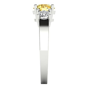 Clara Pucci 1.50 ct Round Cut 3 stone Genuine Yellow Simulated Diamond Engagement Promise Anniversary Bridal Ring 18K White Gold 4.25