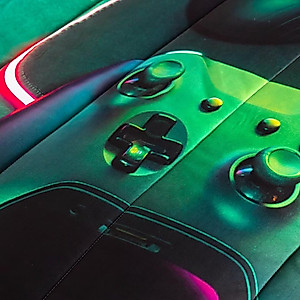 GRAT TIOC Gamer Comforter Sets for Teen Boys,Gaming Bedding Sets Twin,Video Game Bedspread,Game Gamepad Bed Set,Controller Bedding Gamer Home Decor 3 Piece 1 Comforter and 2 Pillowcases