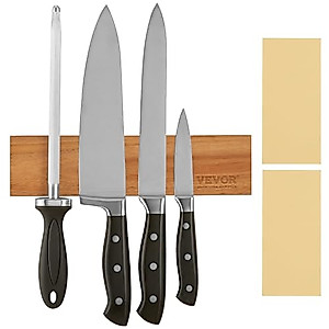 VEVOR Magnetic Knife Holder 10", Enhanced Strong Magnet, No Drilling Knife Strips Organizer for Wall, Multifunctional Storage Acacia Wood Knives Rack Kitchen Bar Knives Christmas Crafts Xmas Gift